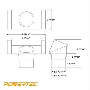 POWERTEC 70288 Router Table Dust Port – Dust Collection Hose 2-1/2 inch Connector for Router Table Fence