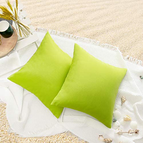 OHCOZZY Pack of 2 Outdoor Pillow Covers, Waterproof Decorative Throw Cushion Case Pillowcase for Garden Patio Furniture 18x18 Inch Apple Green