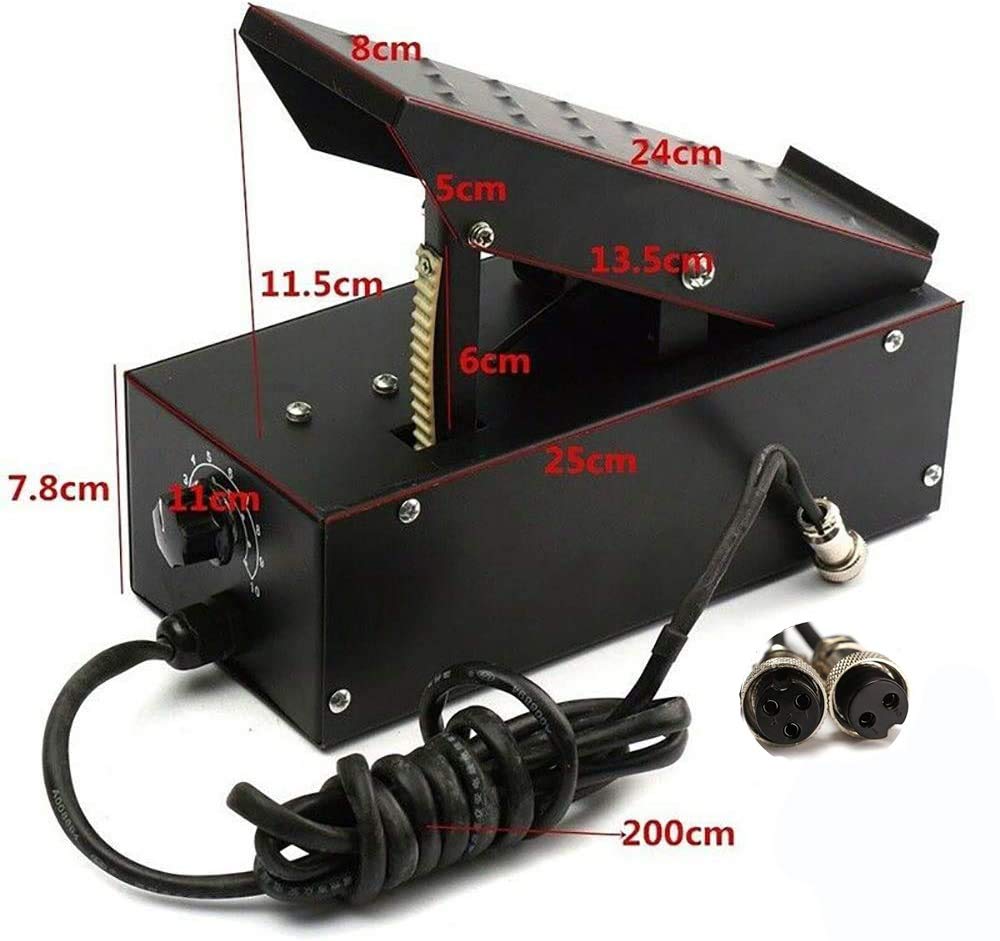 TIG Welder Foot Pedal 10-200A, Adjustment Current Foot Pedal Amperage Controller, Plasma Cutter TIG Welding Amp Control (2+3 pins)