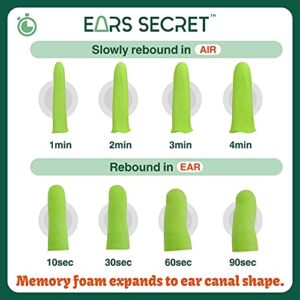 EARS SECRET Foam Ear Plugs for Sleeping, 50+3Pairs Earplugs 38dB Comfortable Ear Plugs for Sleeping Noise Cancelling, Travel, Snoring, Concert, Loud Noise, Shooting, Studying and Work