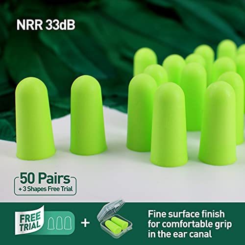 EARS SECRET Foam Ear Plugs for Sleeping, 50+3Pairs Earplugs 38dB Comfortable Ear Plugs for Sleeping Noise Cancelling, Travel, Snoring, Concert, Loud Noise, Shooting, Studying and Work