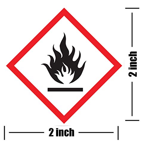 GHS Batch Pictogram Stickers Labels , OSHA Compliant, 2" x 2" Safety Decal Sticker,Corrosion, Environment, Exclamation Mark, Exploding Bomb, Skull & Crossbones,Health Hazard ,Flame, Flame O (504 Pcs)