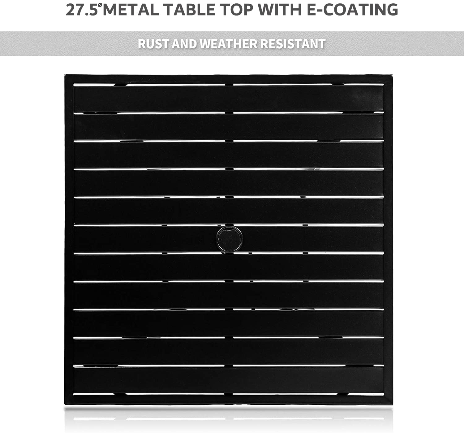 Betterland Patio Bar Table, Outdoor Square Bar Height Table Metal Bar Bistro Table, Metal Frame & Slat Tabletop with 1.57" Umbrella Hole