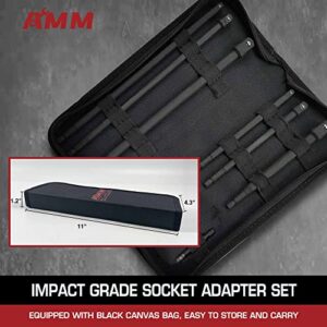 AMM 9-Piece Impact Grade Socket Adapter Set，1/4", 3/8", and 1/2" Drive | 3", 6", and 12" Socket Driver Adaptor，Adapt Your Power Drill To High Torque Impact Wrench