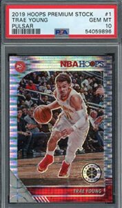 trae young 2019 panini hoops premium stock pulsar basketball card #1 graded psa 10 gem mint