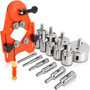 rokrou diamond hole saw set 15 pcs tile hole saw kit with drill guide from 6mm-50mm /1/4‘’- 2” for ceramic,glass,porcelain,marble