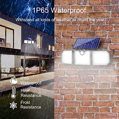 Wind Star Solar Lights Outdoor with Motion Sensor,Solar Motion Lights Solar Flood Lights Waterproof Solar Spotlight Adjustable 3 Heads for Front Door Patio Garden Garage