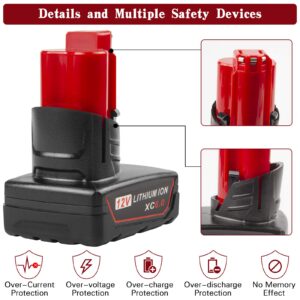 HIGH QUALITY FUTUREBATT FUTUREBATT [2Pack Battery Replacement for Milwaukee M12 Lithium 6.0Ah (6000mAh) 12V Battery Upgraded Power Tools 48-11-2420 48-11-2410 48-11-2411 48-11-2401 48-11-2402