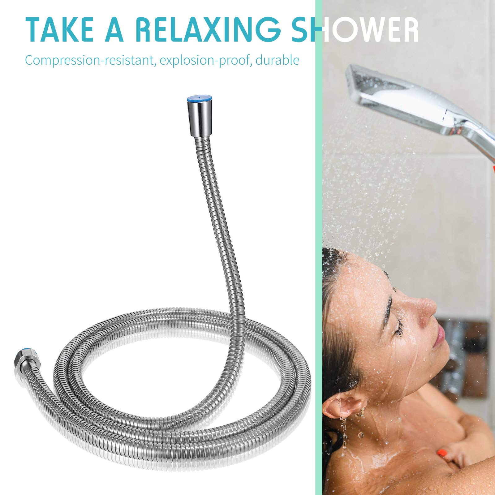 Mimorou 79 Inch Stainless Steel Shower Hose with Adjustable Shower Arm Holder Shower Head Holder Replacement Shower Hose Head Holder for Wall Adjustable Shower Head Replacement (Silver Holder)