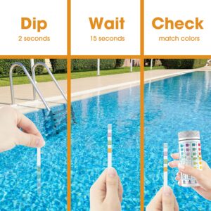 VANSFUL 4 in 1 Pool Test Strips 100 Count, SpaTest Strips, Hot Tubs Water Quality Testing kitat Home Free Chlorine, Total Bromine, Total Alkalinity, pH