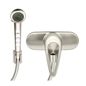 rv mobile home shower faucet with hand-held shower, brushed nickel