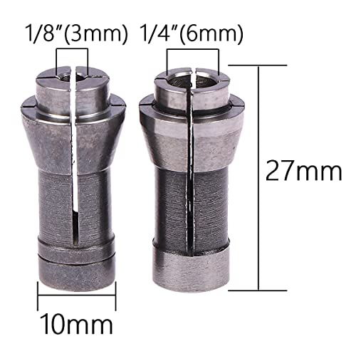 YXCC 4 Pack Die Grinder Collet Grinding Machine Clamping Collet,2 Pack 3mm and 2 Pack 6mm Die Grinder Collet Grinding Machine Clamping Collet Adapter 1/4" and 1/8" Arbors Shanks