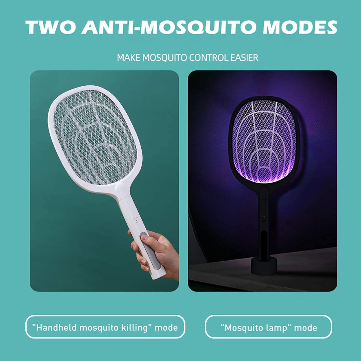 Bug Zapper, 3000 Volt Indoor & Outdoor Electric Fly Swatter, USB Rechargeable Mosquito Killer Racket for Home Bedroom, Kitchen,Office, Backyard, Patio,Safe to Touch with 3-Layer Safety Mesh