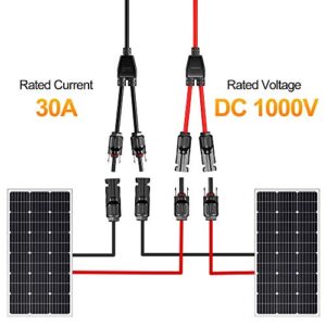 SOLPERK Solar Connectors 30A Y Branch 1 to 2 Parallel Adapter Cable Solar Cable Connectors Solar Panel Connectors Wire Plug Tool Kit for Solar Panel (M/FF, F/MM)