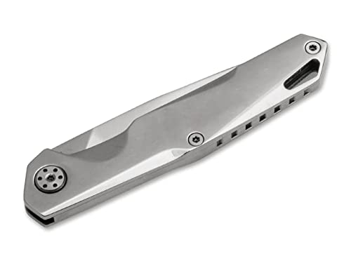 Boker Magnum Shiny EDC Pocket Knife - Small Multipurpose Folding Knife with 2.36 Inch, 8Cr13MoV Steel Blade and Stainless Steel Handle, Lightweight Everyday Carry (01SC086)