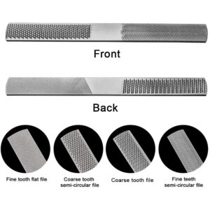 Wood Rasp File 4 Way Hand File and Round Rasp, Half Round Flat & Needle Files Wood Rasp Set for Sharping Wood and Metal Tools