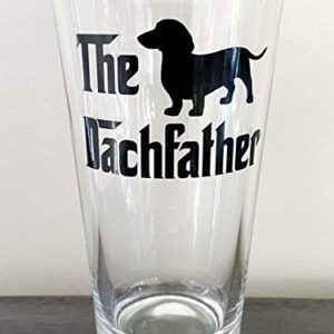 The Dachfather - Gift for Wiener Dog Lover - Dachshund Weiner Dog Dad - 16oz Pint Drinking Cup Beer Glass