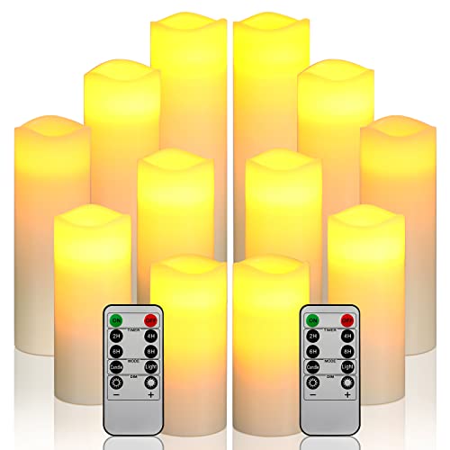 Da by Flameless Candles with Remote Control LED Battery Candle Set of 12