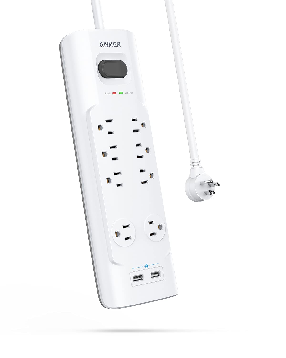 Anker Power Strip Surge Protector with USB, 6ft Extension Cord, 8 Outlets & 2 USB Ports with Flat Plug, PowerIQ for iPhone 14/13 Pro/13, Galaxy, for Home, Office, and More (1200 Joules)