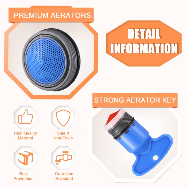 12 Pieces Faucet Aerator Replacement for Sink Aerators and 5 Pieces Faucet Aerator Key Wrenches Removal Tool M 16.5 mm 18.5 mm 21.5 mm 24 mm Tap Aerators Flow Restrictor for Bathroom Kitchen