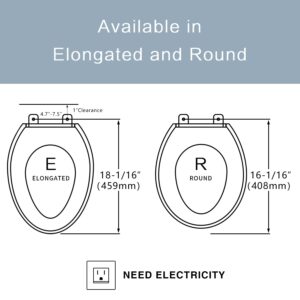 ZMJH ZMA102 Bidet Toilet Seat, Elongated Smart Unlimited Warm Water, Vortex Wash, Electronic Heated, Warm Air Dryer, Rear and Front Wash, LED Light, Need Electricity, White, (Elongated)