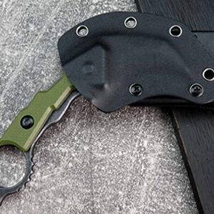 Ccanku C1695 Fixed Blade Knife, D2 Steel G10 Handle Outdoor Survival EDC Knife for Outdoor Survival,Fixed Blade Claw Knife with K Sheath (Army green)