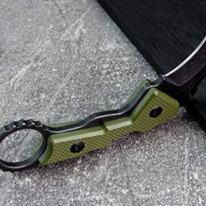 Ccanku C1695 Fixed Blade Knife, D2 Steel G10 Handle Outdoor Survival EDC Knife for Outdoor Survival,Fixed Blade Claw Knife with K Sheath (Army green)