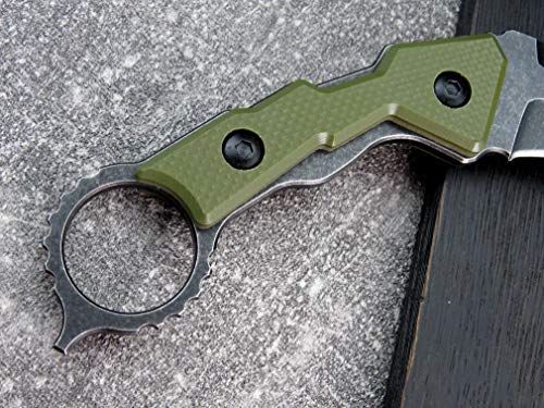 Ccanku C1695 Fixed Blade Knife, D2 Steel G10 Handle Outdoor Survival EDC Knife for Outdoor Survival,Fixed Blade Claw Knife with K Sheath (Army green)