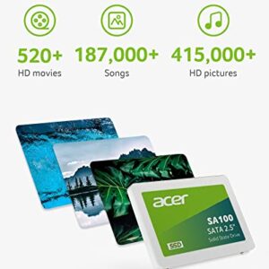 acer SA100 240GB SATA III 2.5 Inch Internal SSD - 6 Gb/s, 3D NAND Solid State Hard Drive Up to 549 MB/s - BL.9BWWA.102