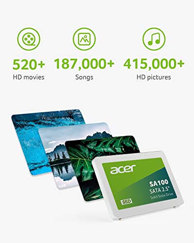 acer SA100 240GB SATA III 2.5 Inch Internal SSD - 6 Gb/s, 3D NAND Solid State Hard Drive Up to 549 MB/s - BL.9BWWA.102