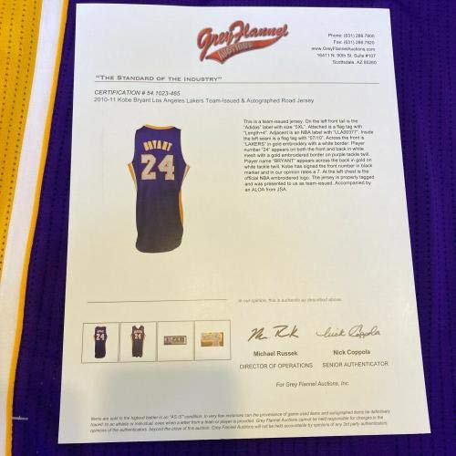 Sports Memorabilia Kobe Bryant Signed 2010-11 Los Angeles Lakers Game Issued #24 Jersey Beckett COA - Autographed NBA Jerseys