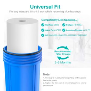 SimPure 10" x 4.5" 5-Micron Sediment and Carbon Water Filter Combo Fitting Most Standard 10-Inch Whole House Water Systems