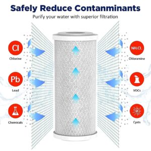 SimPure 10" x 4.5" 5-Micron Sediment and Carbon Water Filter Combo Fitting Most Standard 10-Inch Whole House Water Systems