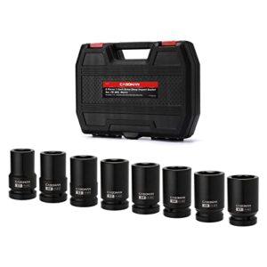 casoman 8 pieces 1-inch drive deep impact socket set, cr-mo, metric, 6-point, heavy duty wheel impact socket set