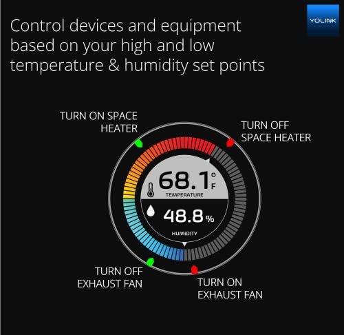 YoLink Smart Outdoor Temperature & Humidity Sensor, Hygrometer, Thermometer, 1000' Long Range, 2 Years Battery Life, Emails, Text/SMS, App Alerts, Alexa, IFTTT Integration. Hub Required!