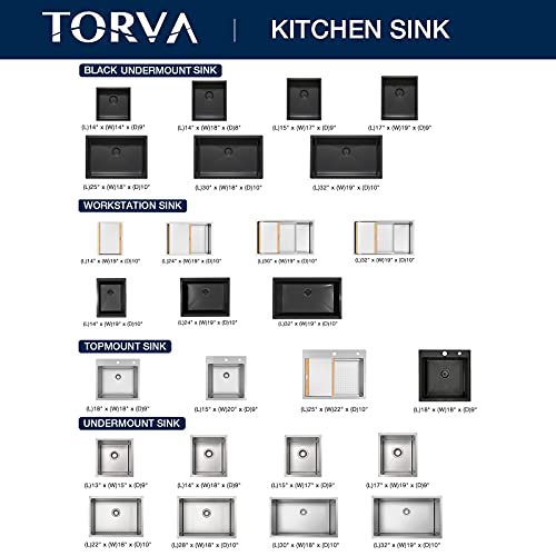 TORVA 32-Inch Gloss Black Workstation Undermount Single Bowl Kitchen Sink, 16 Gauge Stainless Steel with PVD Coated Gunmetal Sink, NanoTek Sink with Bamboo Cutting Board and Drain Tray(Dark Gray)