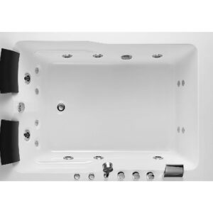 Empava 2 Person Whirlpool Bathtub,71” Whirlpool Tubs with 16 Jets,Jetted bathtub,Acrylic SPA Bath Tub,2 Person Hydro Massage Bathtub with Right Drain,3-Side Apron,White