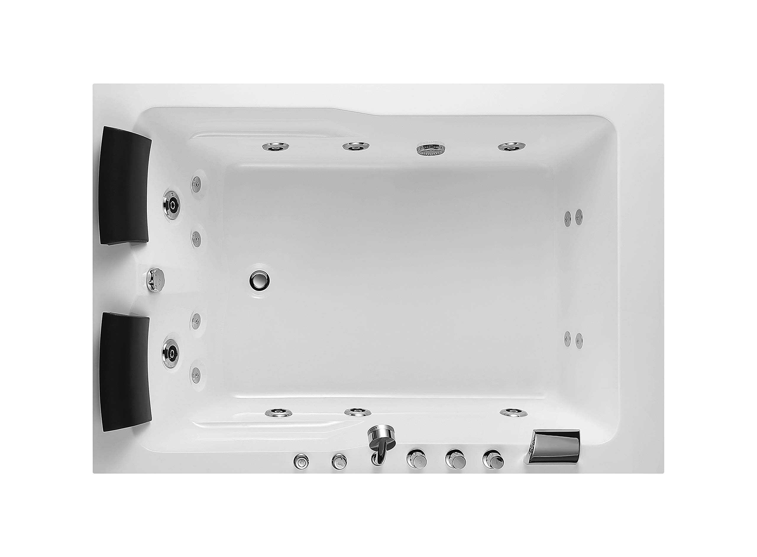 Empava 2 Person Whirlpool Bathtub,71” Whirlpool Tubs with 16 Jets,Jetted bathtub,Acrylic SPA Bath Tub,2 Person Hydro Massage Bathtub with Right Drain,3-Side Apron,White