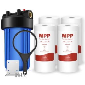 simpure upgrade whole house water filter housing db10p (1-set) and 5 micron 10" x 4.5" sediment water filter (4-pack)