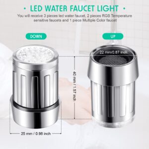 3 Pieces LED Water Faucet Light Color Changing Faucet for Kitchen and Bathroom (Fixed LED Faucet)