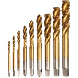 yakamoz 9pcs machine screw tap set titanium spiral flute drill taps metric m2 m2.5 m3 m4 m5 m6 m8 m10 m12 thread tapping tool