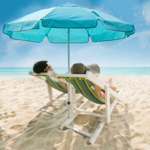 Abba Patio 7ft Beach Umbrella with Sand Anchor, Push Button Tilt and Carry Bag, UV 50+ Protection Windproof Portable Patio Umbrella for Garden Beach Outdoor, Sky Blue