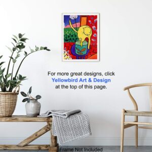 Cat Wall Decor - Boho Bohemian Decor - Matisse Poster - Cat Wall Art - Abstract Art - Mid Century Modern Wall Decor - Minimalist Wall Art - Aesthetic Room Decor - Cat Themed Gifts - Kitty Cat