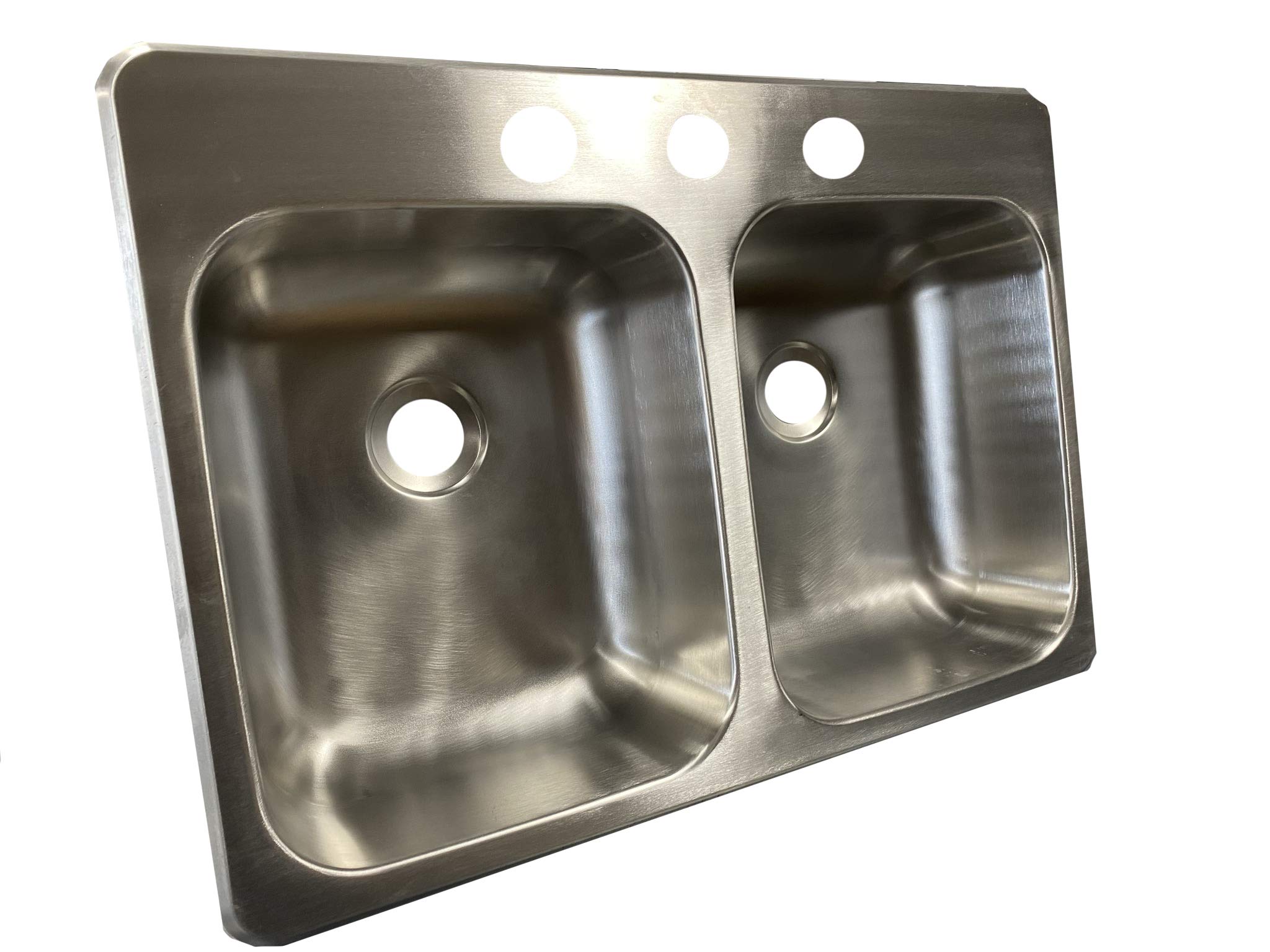 Class A Customs | 25" X 17" X 5" Stainless Steel Double Bowl Sink | 300 Series Stainless Steel | RV Camper Motor Home Sink | Concession Sink