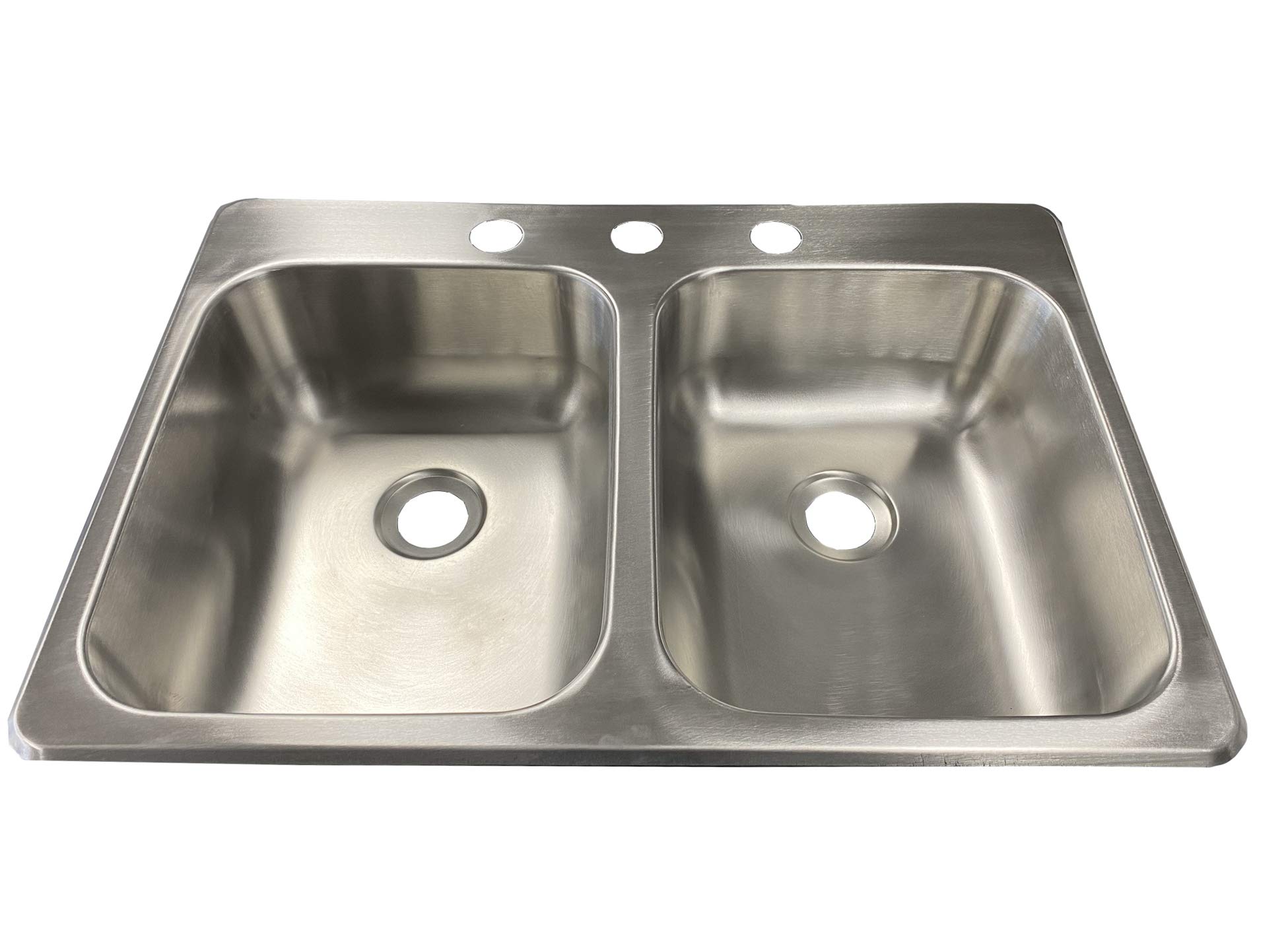 Class A Customs | 25" X 17" X 5" Stainless Steel Double Bowl Sink | 300 Series Stainless Steel | RV Camper Motor Home Sink | Concession Sink