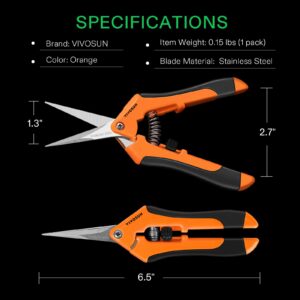 VIVOSUN pH and TDS Meter Combo and 6.5 Inch Gardening Hand Pruner Pruning Shear with Straight Stainless Steel Blades Orange