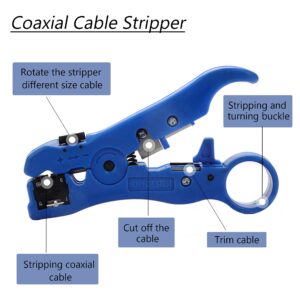 TLS.eagle Coax Cable Crimping Kit Adjustable Tool Set Coaxial Cable Crimping Tool for RG59 RG6 F BNC RCA with 20 PCS F Compression Connectors