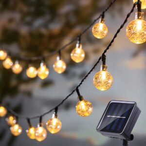 iticdecor solar string lights outdoor 40led crystal globe waterproof patio fairy lights for garden, yard, camping, wedding, christmas decoration (warm white)