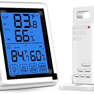 Hygrometer Humidity Gauge Meter - Wireless Indoor Outdoor Thermometer with 1 Remote Sensor - Room Thermometer for Home, Temperature and Humidity Monitor for Greenhouse Nursery Garden, 200ft/60m Range