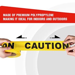 Goldblatt Caution Tape, 2 Pack Yellow Caution Tape Roll, 3 Inch x 1000 Feet, Warning Safety Tape with Bold Black Font for Construction Location/Hazardous Areas or Halloween Decorations